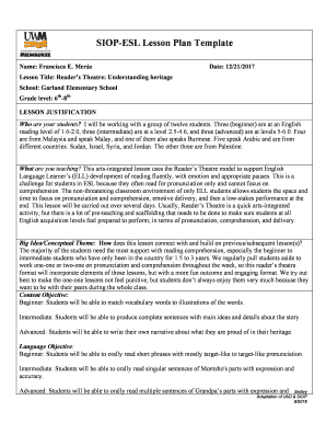Fillable Online SIOP-ESL Lesson Plan Template Fax Email Print - pdfFiller