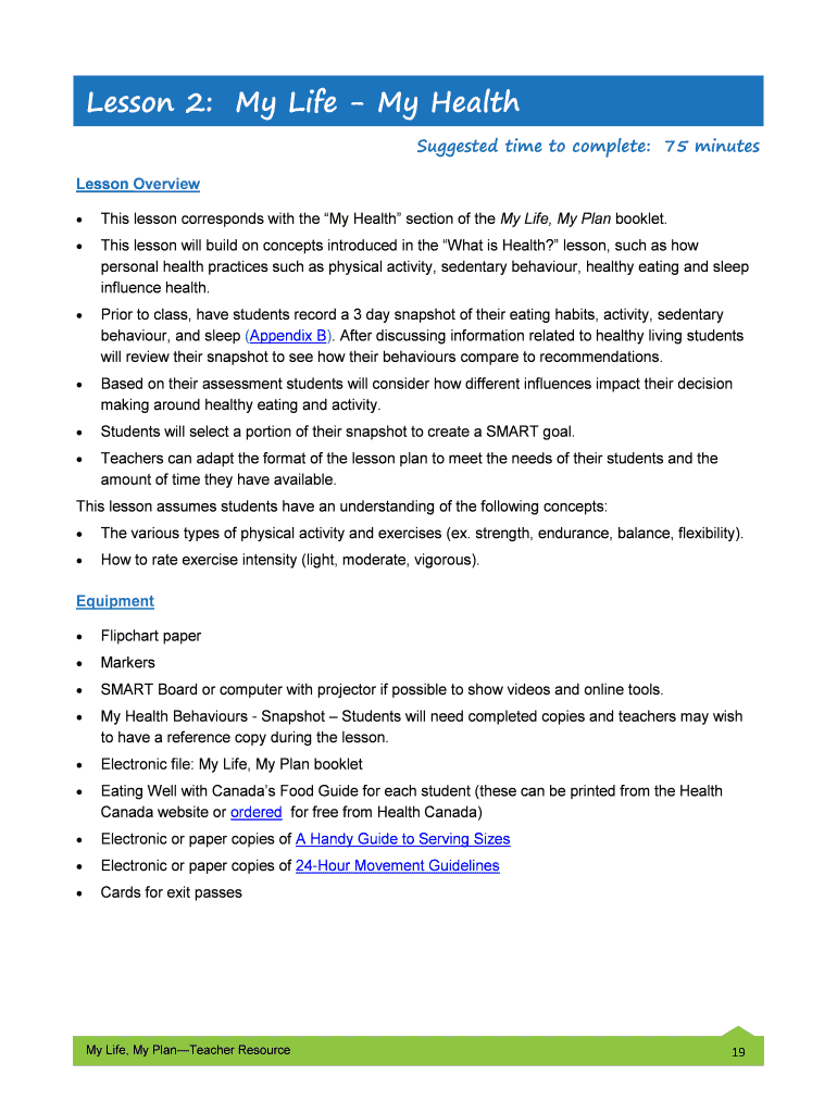 Fillable Online Lesson 2: My Life - My Health Fax Email Print - pdfFiller