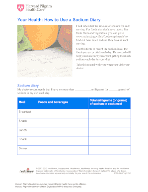 Fillable Online Food labels list the amount of sodium for each Fax ...