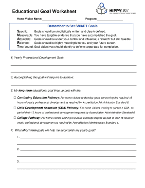 Fillable Online Educational Goal Worksheet Fax Email Print - pdfFiller