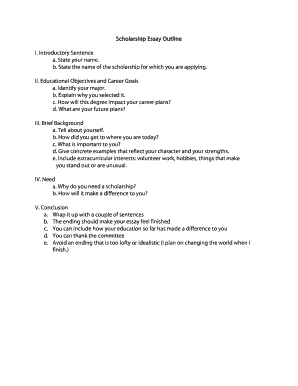Fillable Online Scholarship Essay Outline Fax Email Print - pdfFiller