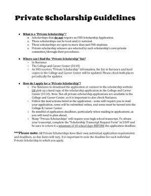 Fillable Online Private Scholarship Guidelines Fax Email Print - pdfFiller