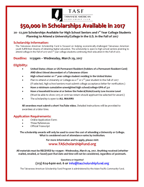 Fillable Online 20 - $2,500 Scholarships Available for High School ...