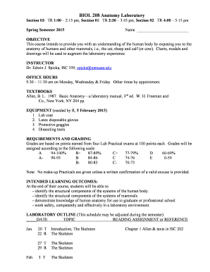 Fillable Online BIOL 208 Anatomy Laboratory Fax Email Print - pdfFiller
