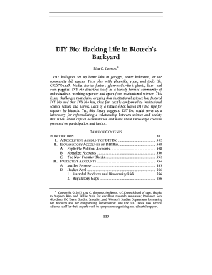 Fillable Online DIY Bio: Hacking Life in Biotechs Fax Email Print ...