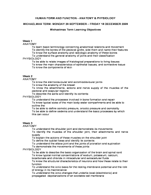 Fillable Online HUMAN FORM AND FUNCTION - ANATOMY & PHYSIOLOGY Fax ...