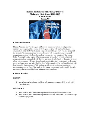 Fillable Online Human Anatomy and Physiology Syllabus Fax Email Print ...