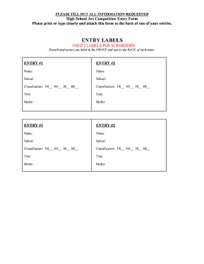 Fillable Online High School Art Competition Entry Form Fax Email Print ...