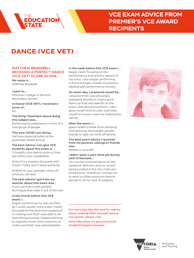 Fillable Online DANCE (VCE VET) Fax Email Print - pdfFiller