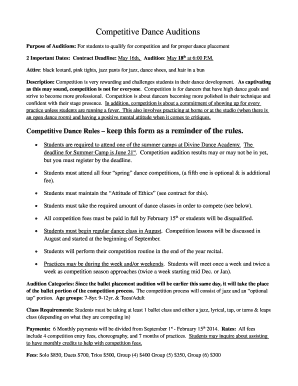 Fillable Online Competitive Dance Auditions Fax Email Print - pdfFiller