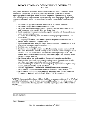 Fillable Online DANCE COMPANY COMMITMENT CONTRACT Fax Email Print ...