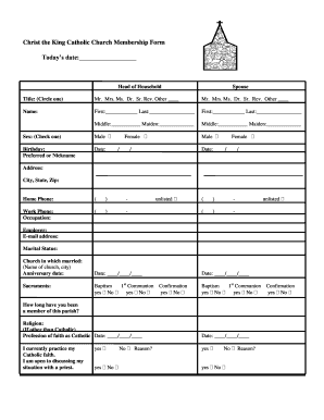 Fillable Online Christ the King Catholic Church Membership Form Fax ...
