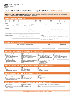 Fillable Online 2018 Membership Application:Student Fax Email Print - pdfFiller