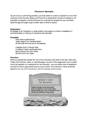 Fillable Online Character Epitaphs Fax Email Print - pdfFiller