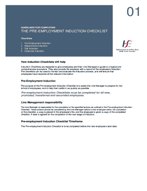 Fillable Online THE PRE-EMPLOYMENT INDUCTION CHECKLIST Fax Email Print ...