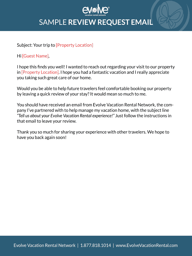 Fillable Online SAMPLE REVIEW REQUEST EMAIL Fax Email Print - pdfFiller