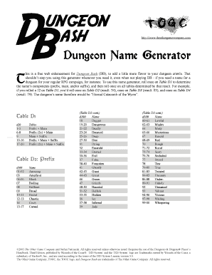 Fillable Online Dungeon Name Generator Fax Email Print - pdfFiller
