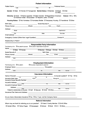 Fillable Online Patient Name: Preferred Name: Fax Email Print - pdfFiller