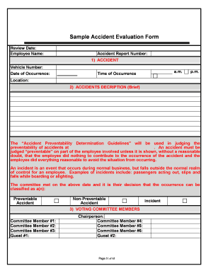 Fillable Online Sample Accident Evaluation Form Fax Email Print - pdfFiller