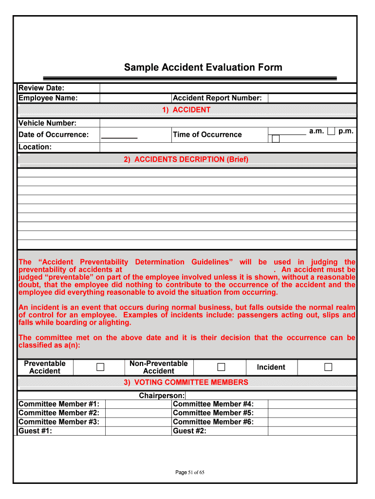 Fillable Online Sample Accident Evaluation Form Fax Email Print - pdfFiller