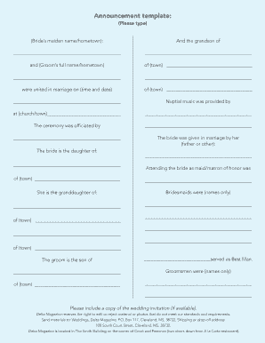 Fillable Online Announcement template: Fax Email Print - pdfFiller