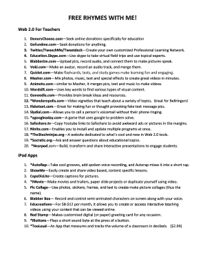 Fillable Online FREE RHYMES WITH ME Fax Email Print - pdfFiller