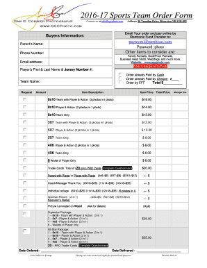 Fillable Online 2016-17 Sports Team Order Form Fax Email Print - pdfFiller