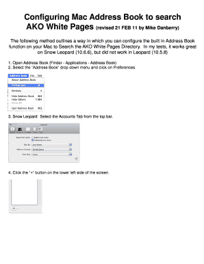 Fillable Online Configuring Mac Address Book to search Fax Email Print - pdfFiller