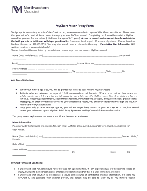 Fillable Online MyChart Minor Proxy Form Fax Email Print - pdfFiller