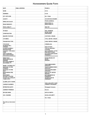 Fillable Online Homeowners Quote Form Fax Email Print - pdfFiller