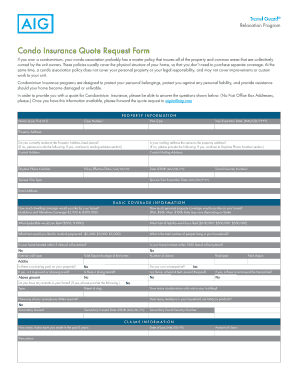 Fillable Online Condo Insurance Quote Request Form Fax Email Print ...