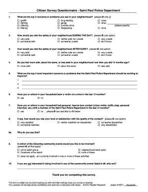 Fillable Online Citizen Survey Questionnaire - Saint Paul Police ...