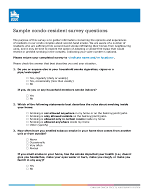 Fillable Online Sample condo-resident survey questions Fax Email Print ...