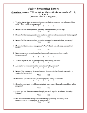 Fillable Online Safety Perception Survey Fax Email Print - pdfFiller