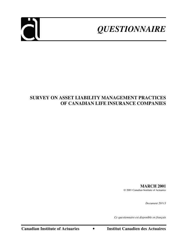 Fillable Online SURVEY ON ASSET LIABILITY MANAGEMENT PRACTICES Fax ...