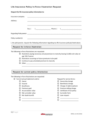 Fillable Online Life Insurance Policy In-Force Illustration Request Fax ...