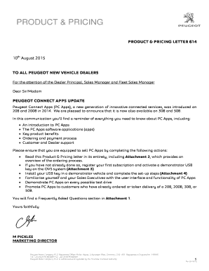 Fillable Online PRODUCT & PRICING LETTER 614 Fax Email Print - pdfFiller