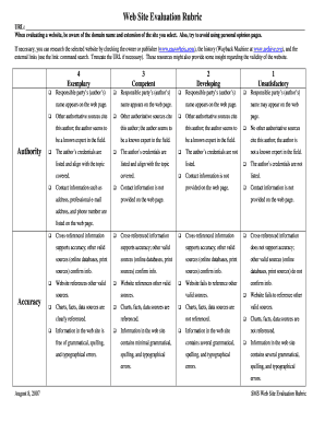 Fillable Online Web Site Evaluation Rubric Fax Email Print - pdfFiller