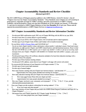 Fillable Online Chapter Accountability Standards and Review Checklist ...