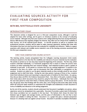Fillable Online Bir, Evaluating sources activity for first-year ...