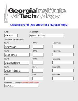 Fillable Online FACILITIES PURCHASE ORDER / BID REQUEST FORM Fax Email ...