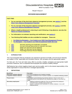 Fillable Online SICKNESS MANAGEMENT Fax Email Print - pdfFiller