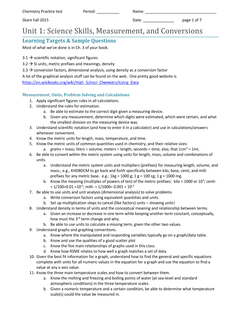 Fillable Online Chemistry Practice test Fax Email Print - pdfFiller