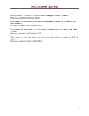 Fillable Online Unit Conversion Video List Fax Email Print - pdfFiller
