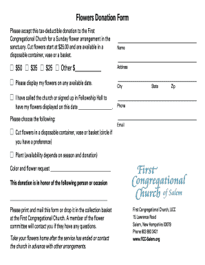 Fillable Online Flowers Donation Form Fax Email Print - pdfFiller