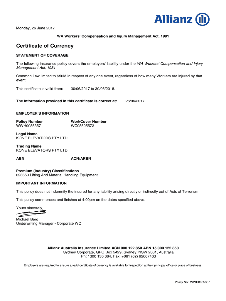 Fillable Online WA Workers' Compensation and Injury Management Act ...