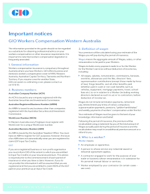 Fillable Online GIO Workers Compensation Western Australia Fax Email ...