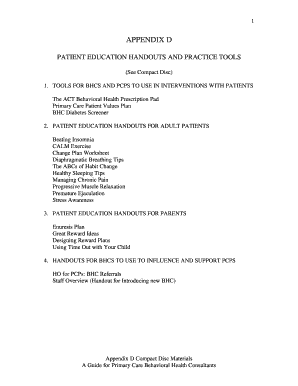 Fillable Online PATIENT EDUCATION HANDOUTS AND PRACTICE TOOLS Fax Email ...
