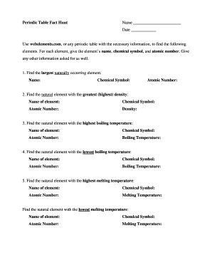 Fillable Online Periodic Table Fact Hunt Fax Email Print - pdfFiller