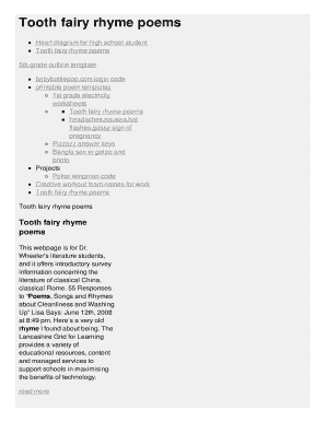 Fillable Online Tooth fairy rhyme poems Fax Email Print - pdfFiller